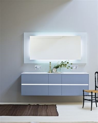 Mueble de baño con dos lavabos, de color azul apagado | IDFdesign